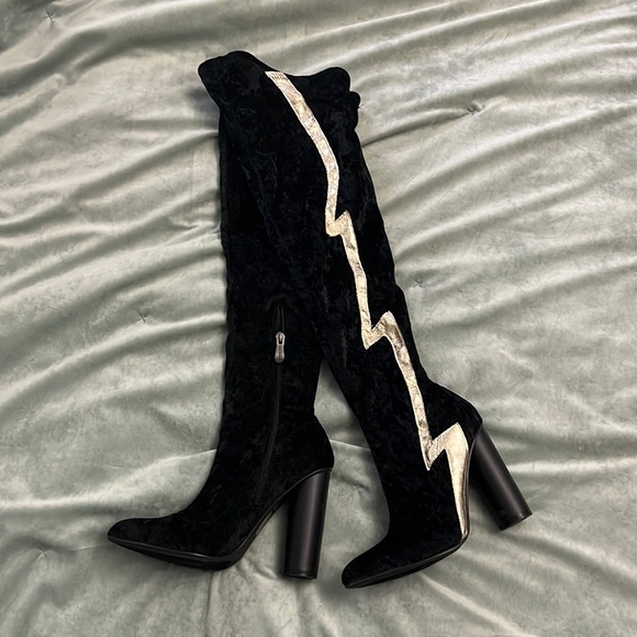 Cape Robbin | Shoes | Thigh High Velvet Lightning Bolt Heel Boots 7 ...